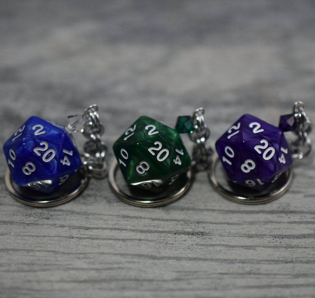 Custom D20 Keychain - Blue Green and Purple Dice Charms - Etsy