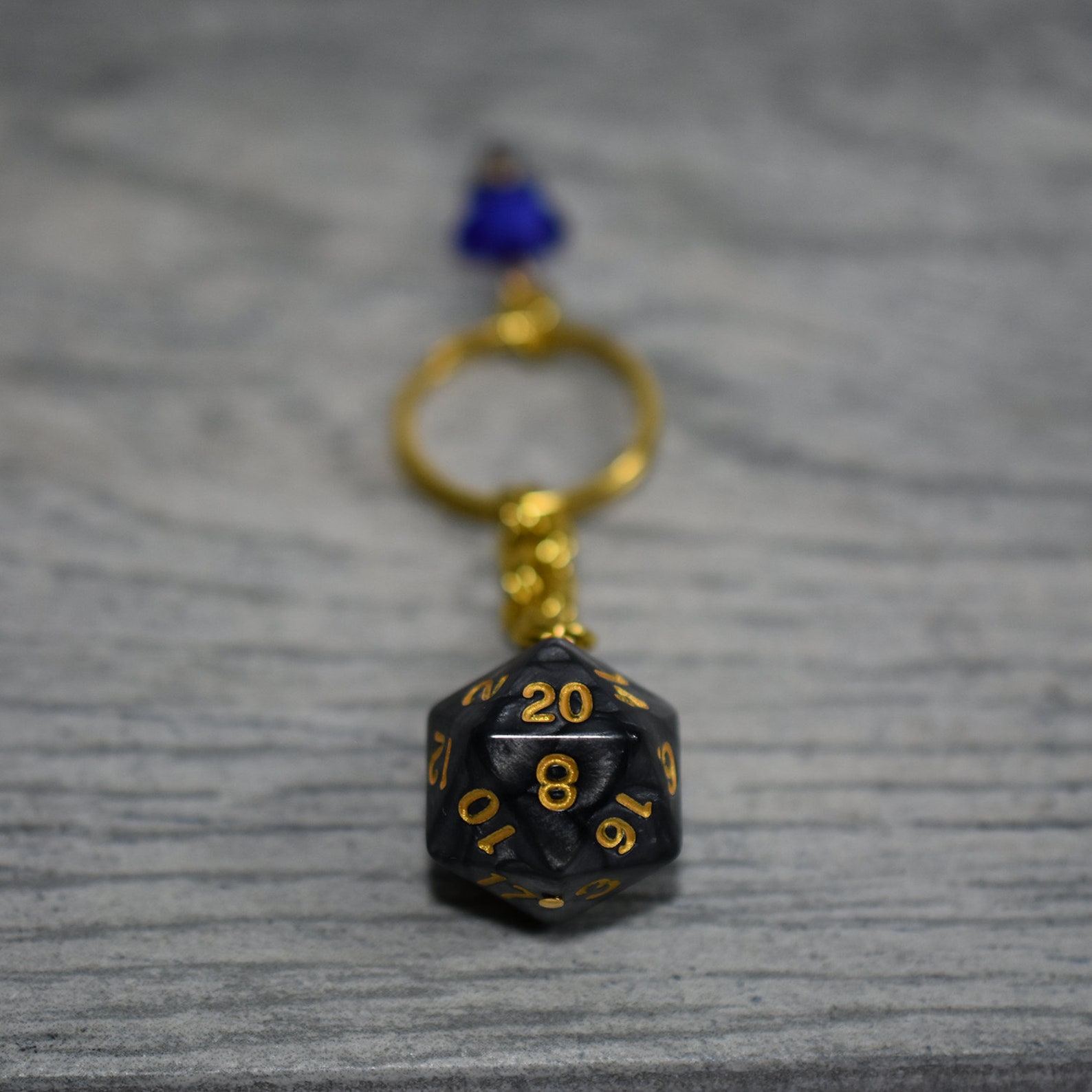 Custom D20 Keychain - Pearlescent Purple Black and Red Tabletop Gaming ...