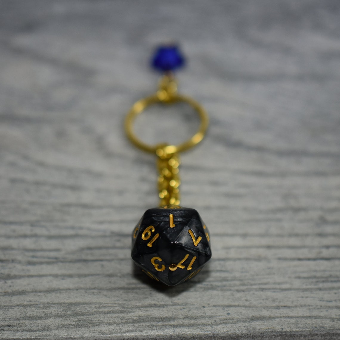 Custom D20 Keychain - Pearlescent Purple Black and Red Tabletop Gaming ...
