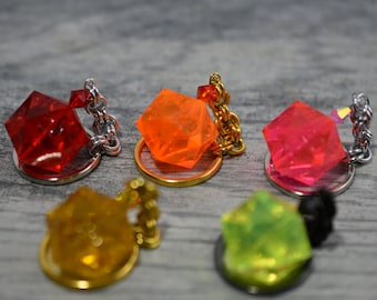 Custom D20 Keychain Red Orange Yellow and Gold Dice Charms | Etsy
