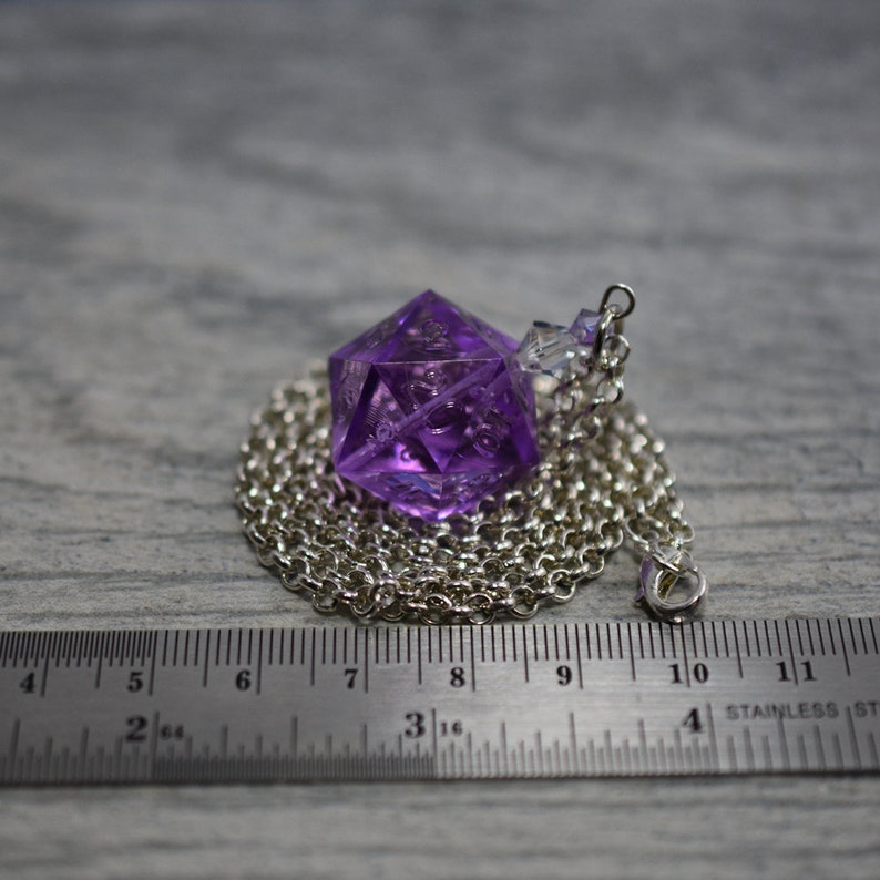 Amethyst Gamescience D20 Dice Necklace - Polycarbonate Tabletop Gaming ...