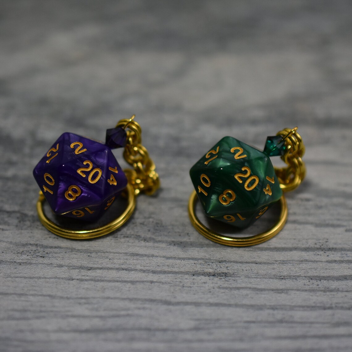 Custom D20 Keychain Blue Green and Purple Dice Charms - Etsy