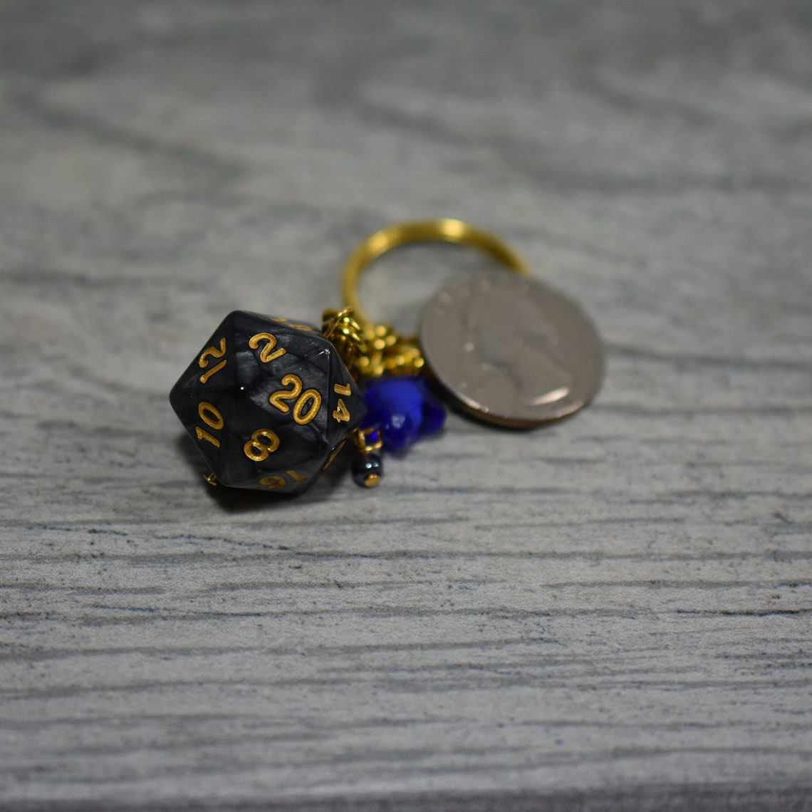 Custom D20 Keychain - Pearlescent Purple Black and Red Tabletop Gaming ...