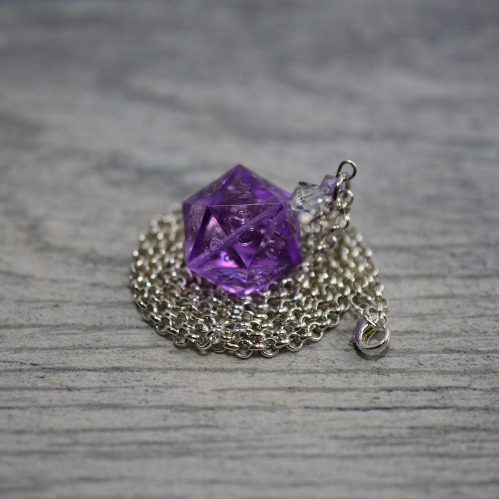 Amethyst Gamescience D20 Dice Necklace - Polycarbonate Tabletop Gaming ...