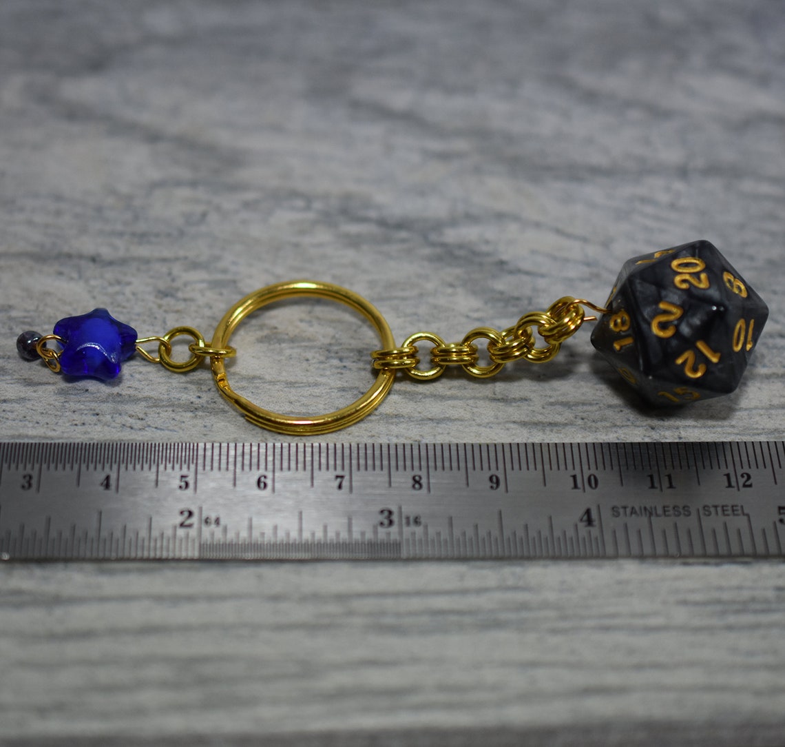 Custom D20 Keychain - Pearlescent Purple Black and Red Tabletop Gaming ...