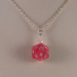 Ghostly Glow Pink D20 Necklace | Tabletop Gaming Jewelry With Crystal ...