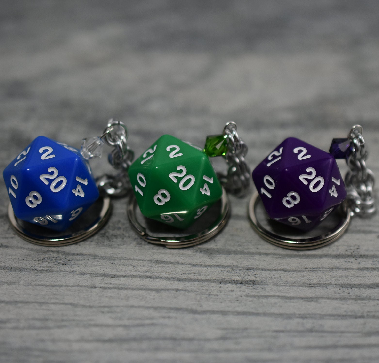 Custom D20 Keychain Blue Green and Purple Dice Charms - Etsy