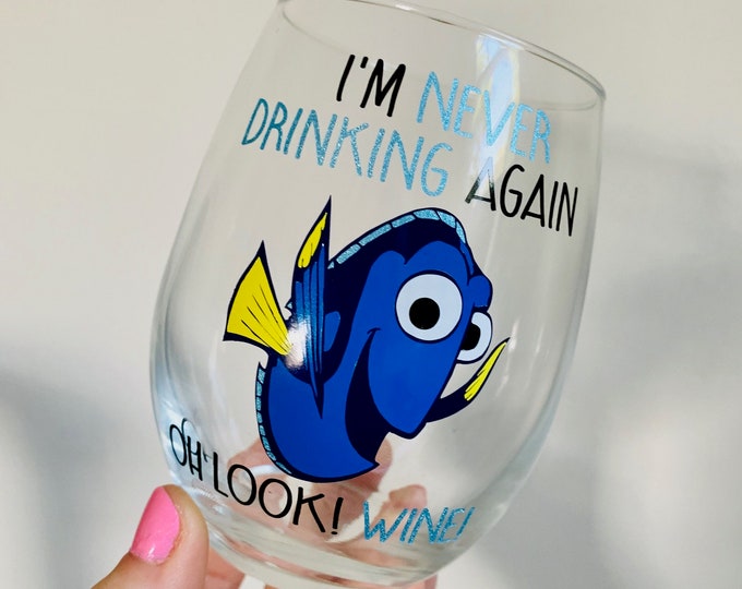 Funny Fish Wine Glass, Dory Inspired Wine Glass, Finding Nem Inspired ...