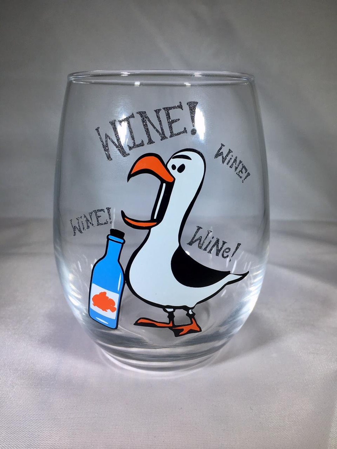 Seagull Wine Glass, Funny Bird Wine Glass, Finding Nem Inspired Wine ...