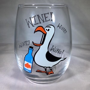 Seagull Wine Glass Funny Bird Wine Glass Finding Nem - Etsy