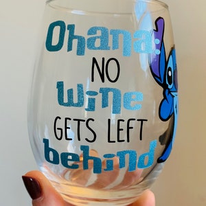 Blue Alien Wine Glass, Stitch Inspired Wine Glass, Stitch Wine Glass ...