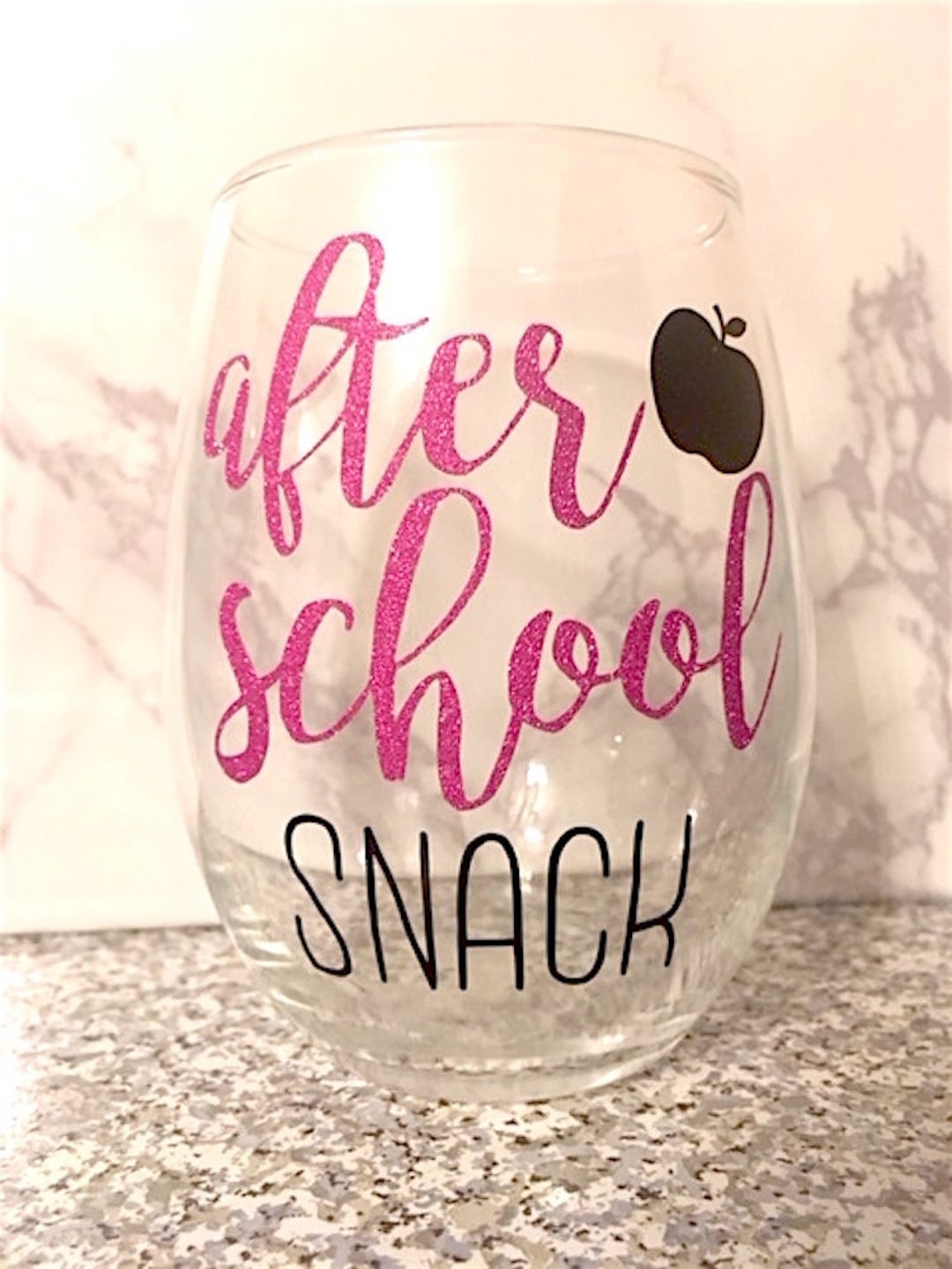 After School Snack Wine Glass Teacher Wine Glass Afterschool Etsy