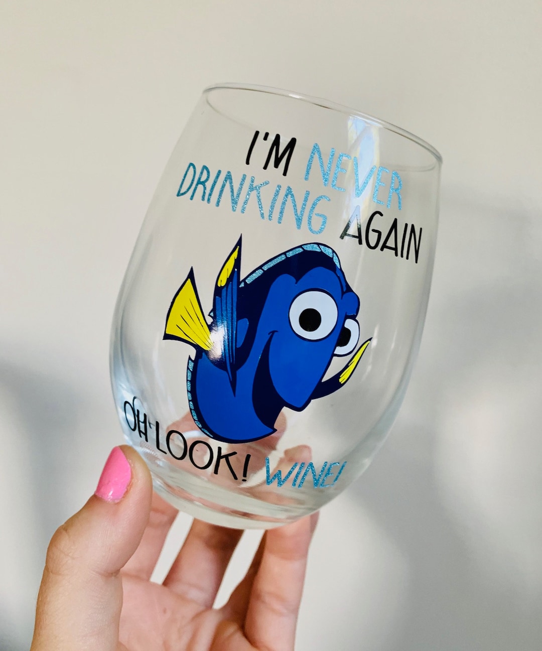 Funny Fish Wine Glass, Dory Inspired Wine Glass, Finding Nem Inspired ...