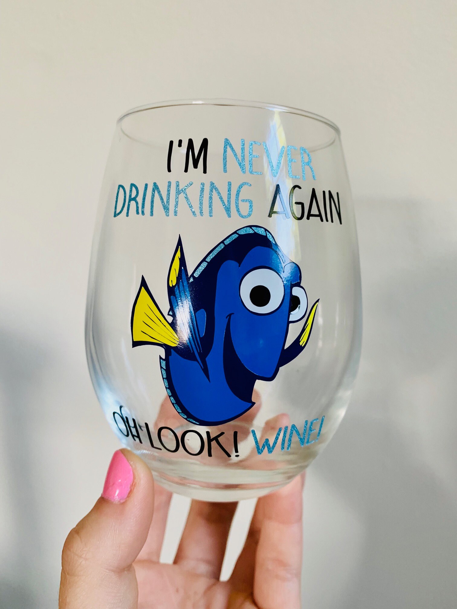 Funny Fish Wine Glass Dory Inspired Wine Glass Finding Nem | Etsy Canada