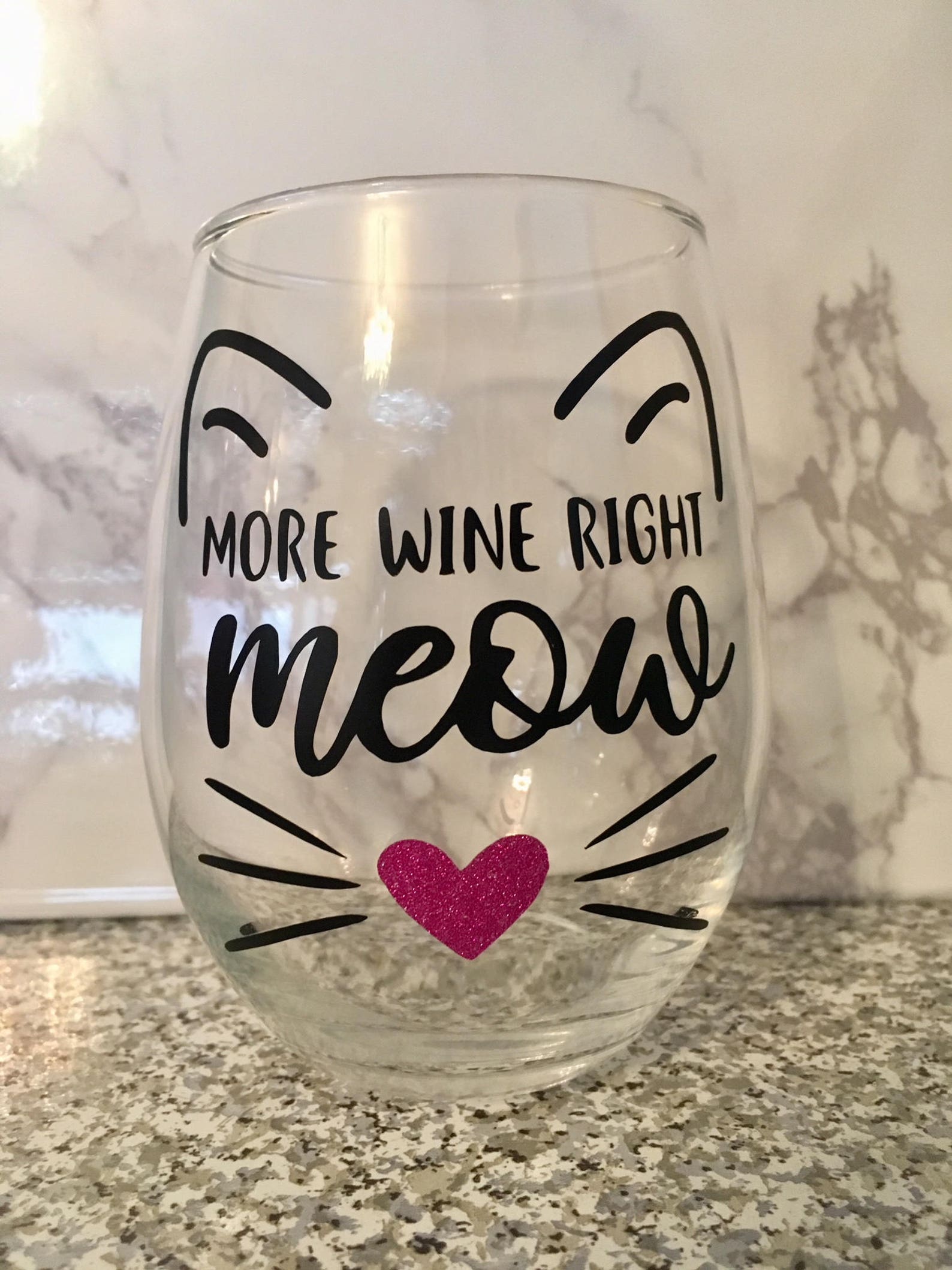 More Wine Right Meow Cat Wine Glass, Crazy Cat Lady Wine Glass, Cat Mom ...