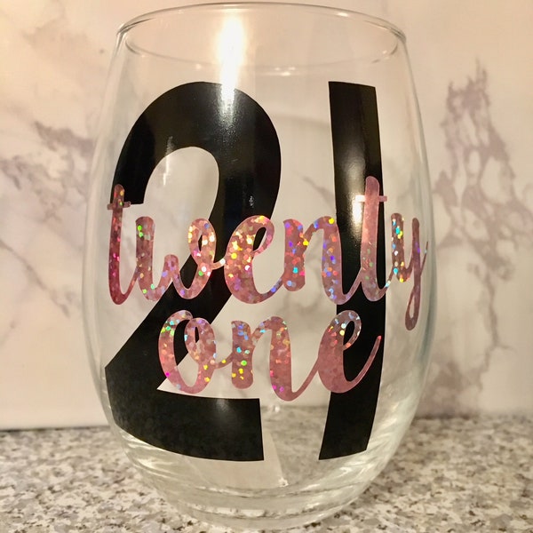 21st Birthday Wine Glass - Etsy