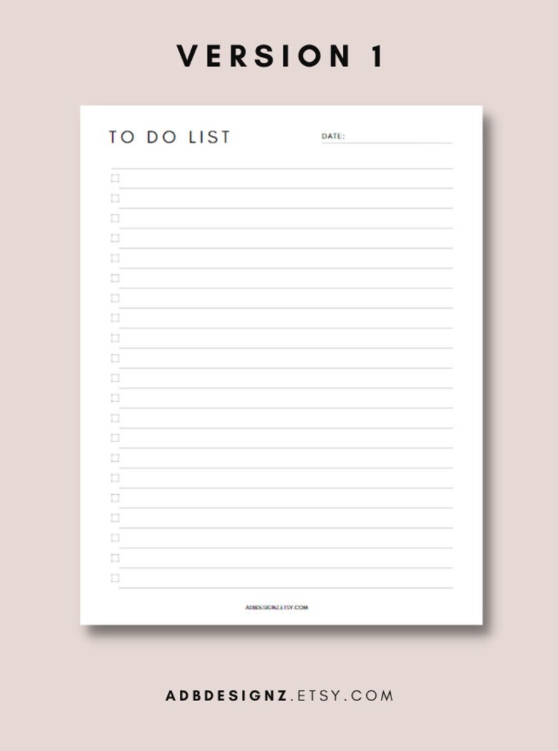 Minimal to Do List, Task List Template, Productivity List, Simple List ...