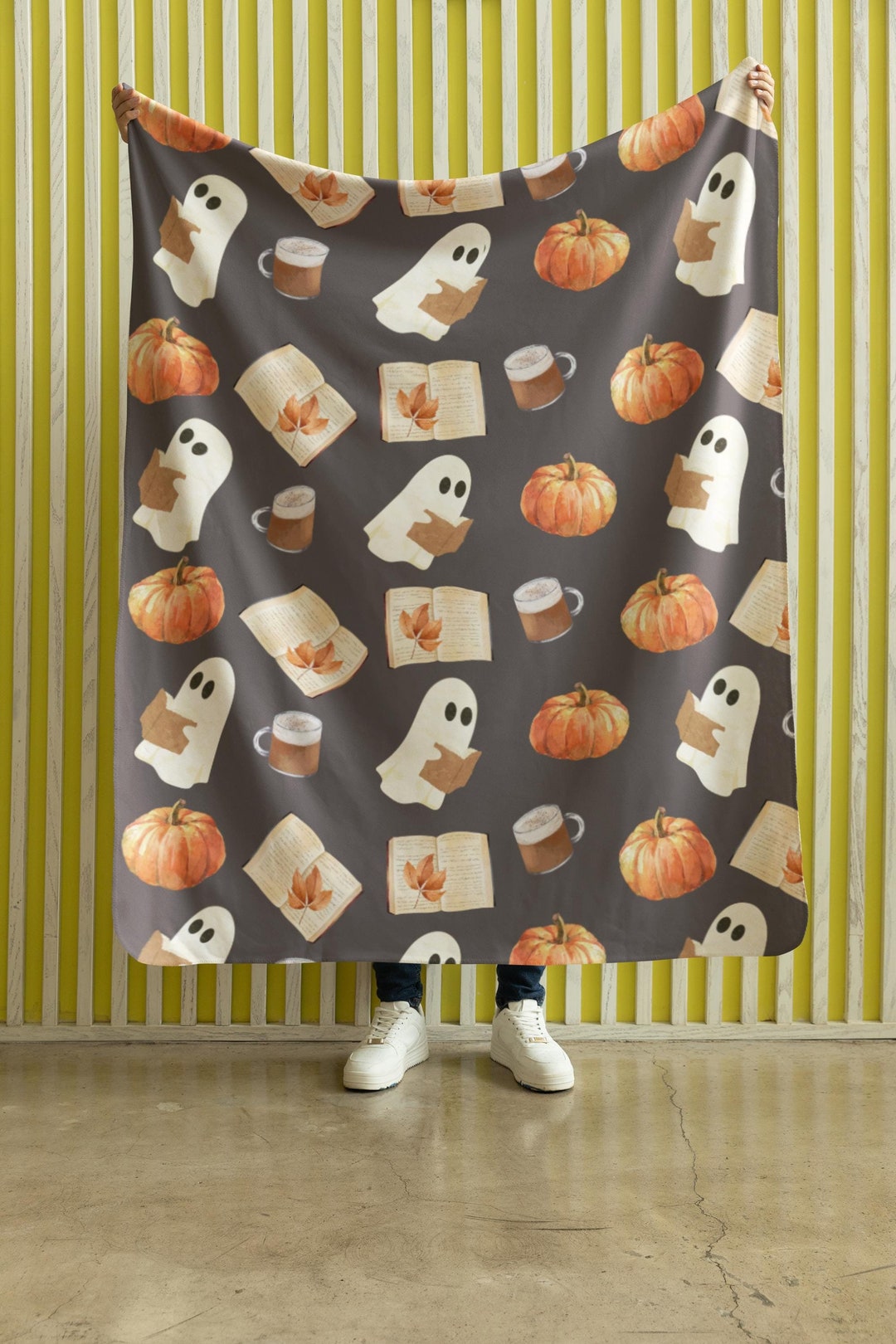 Fall Books Throw Blanket, Cozy Halloween Blanket, Book Lover Gift ...