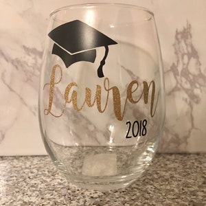 Graduation Wine Glass, Custom Graduation Wine Glass, Graduate Wine ...