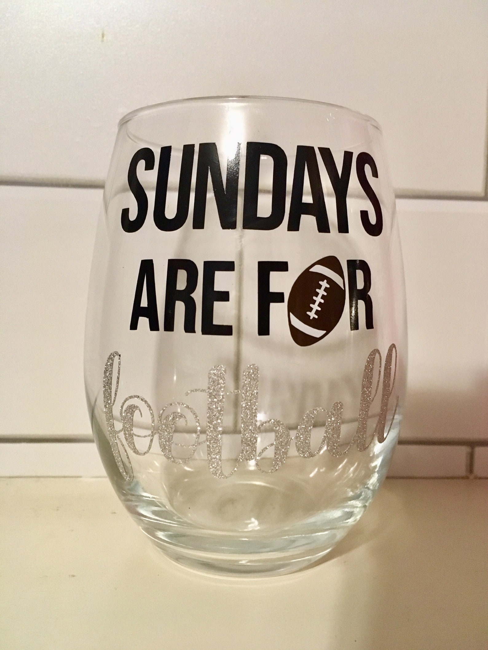 Sundays Are for Football Wine Glass, Football Wine Glass, Football Gift ...