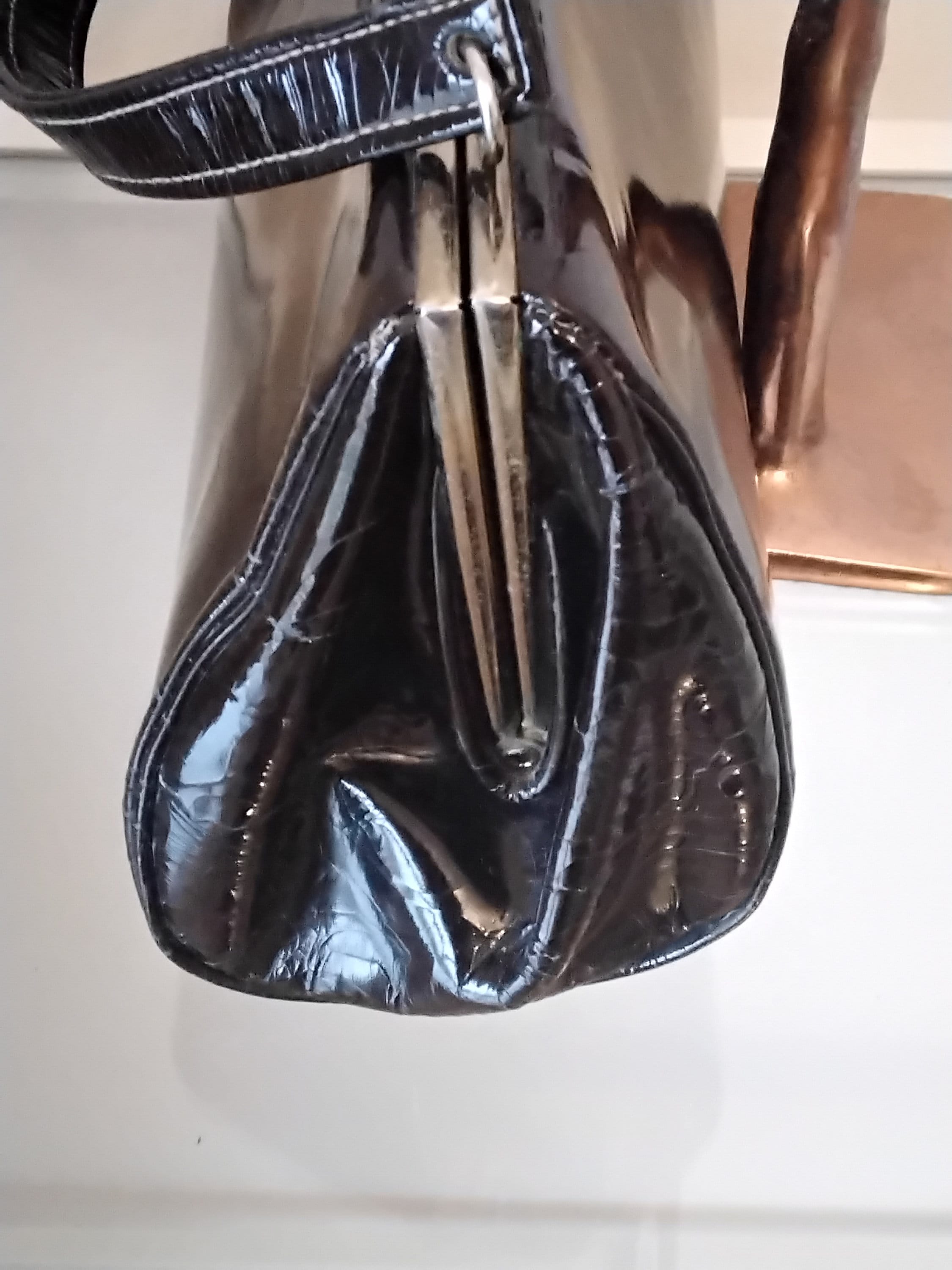 Vintage Black Patented Leather Faigen Kelly Top Handle Mini Bag - Etsy
