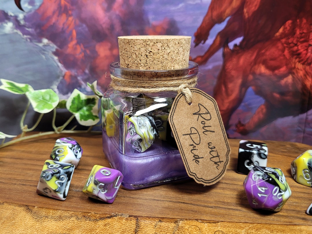 Roll With Pride - Non-binary Pride - Polyhedral Dice Magic Potion, RPG ...