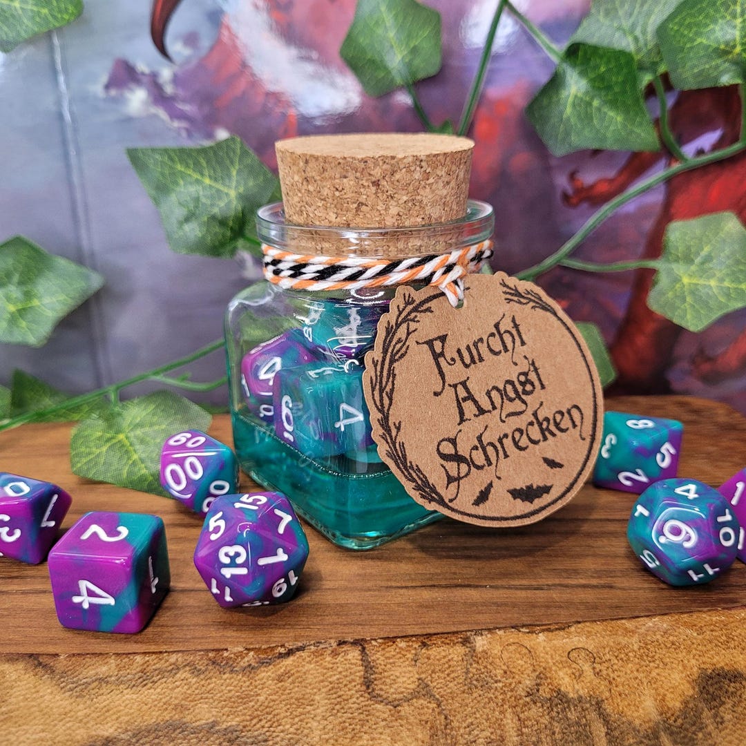 Fear Anxiety Horror Polyhedral Dice Magic Potion, RPG Dice Set Dungeons ...