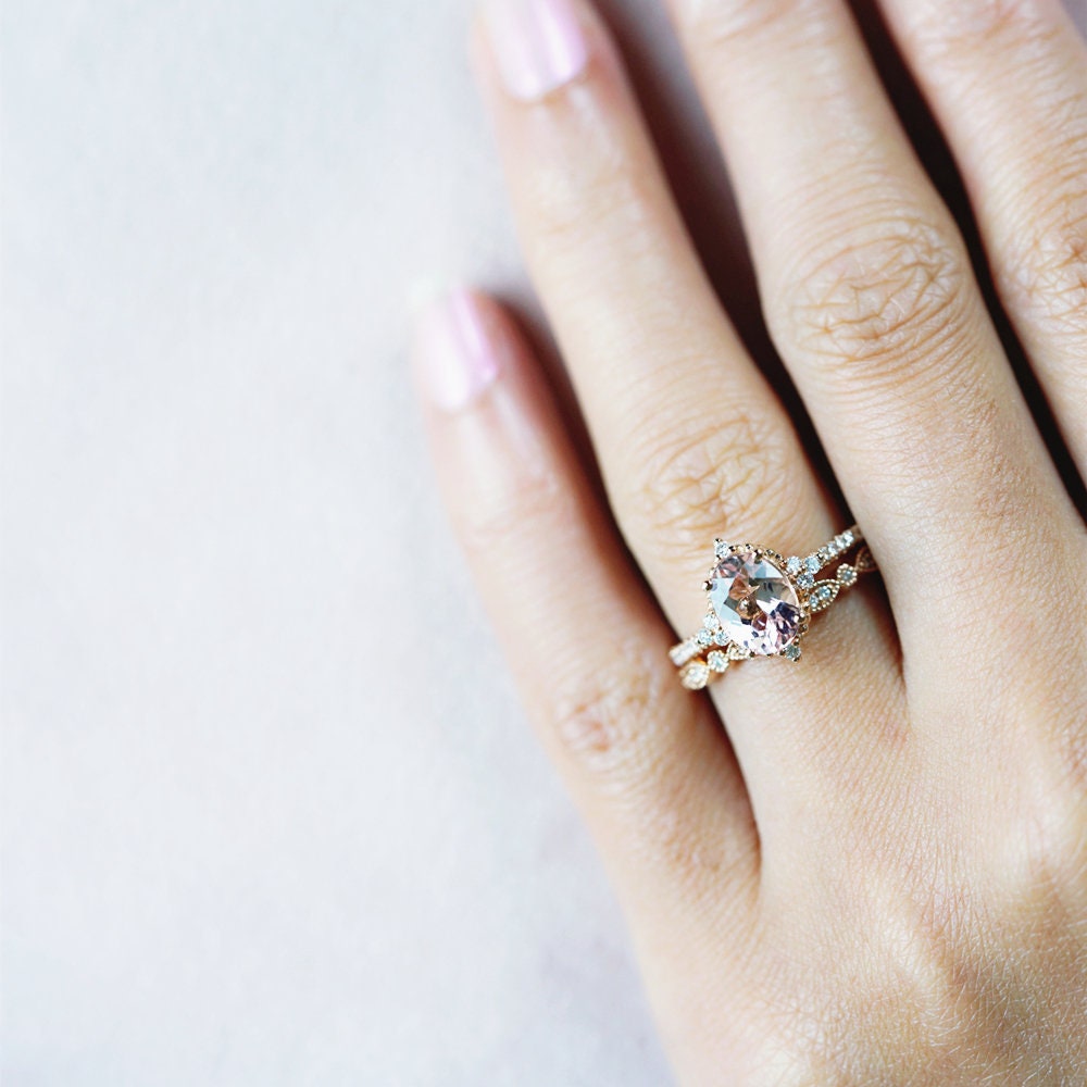 Rose Gold Morganite Engagement Ring Morganite Engagement Ring - Etsy
