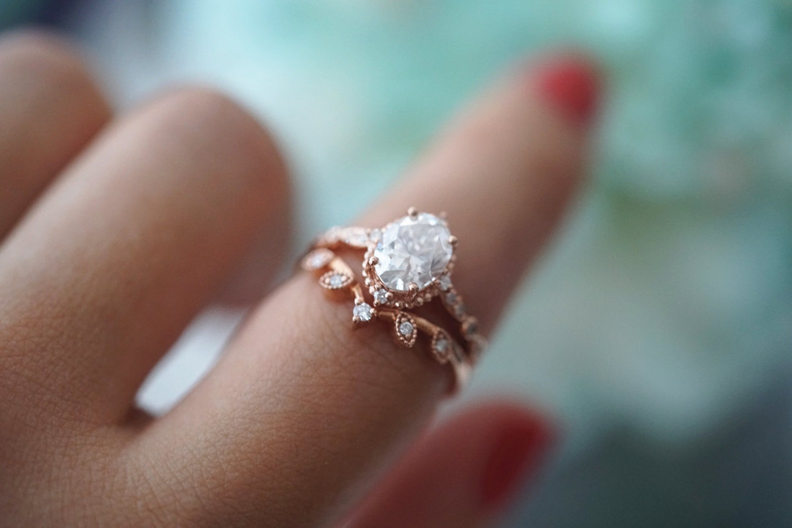 Rose Gold Floral Wedding Band Stacking Rose Gold Wedding Band - Etsy