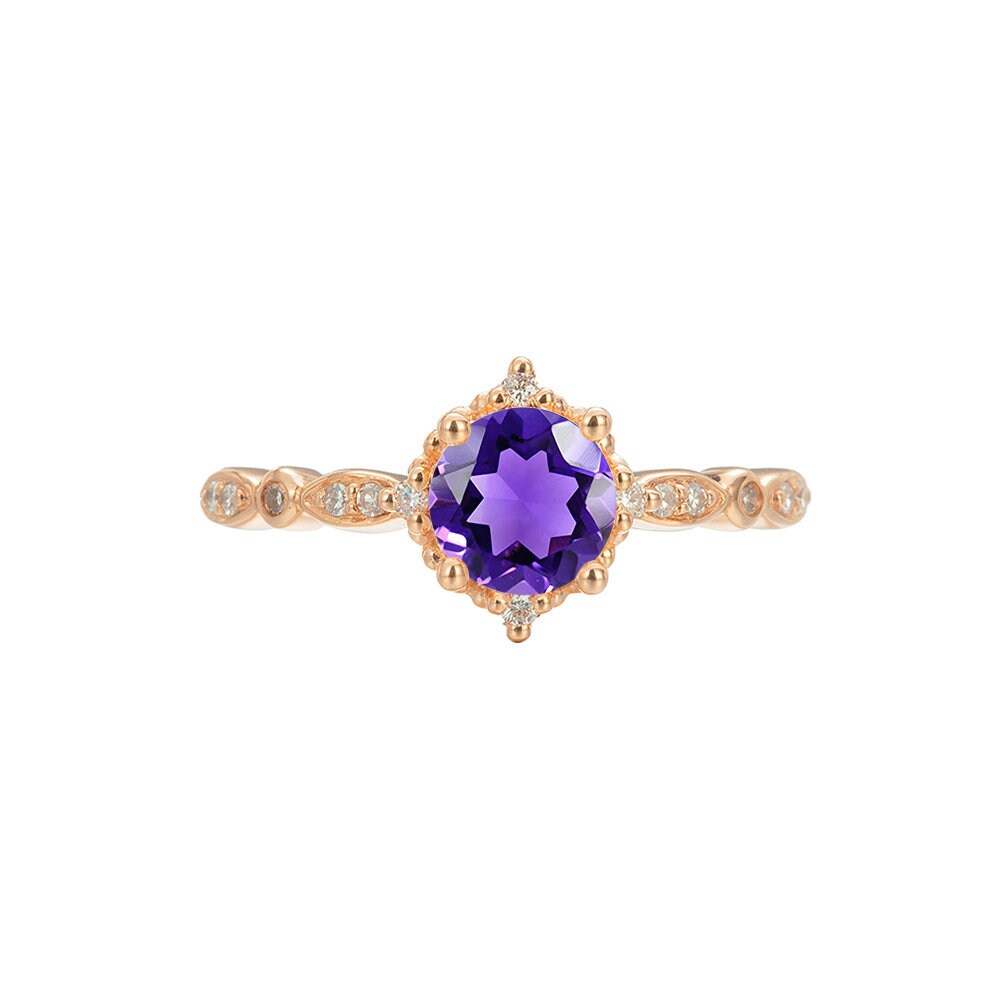 Amethyst Engagement Ring Rose Gold Amethyst Engagement Ring - Etsy