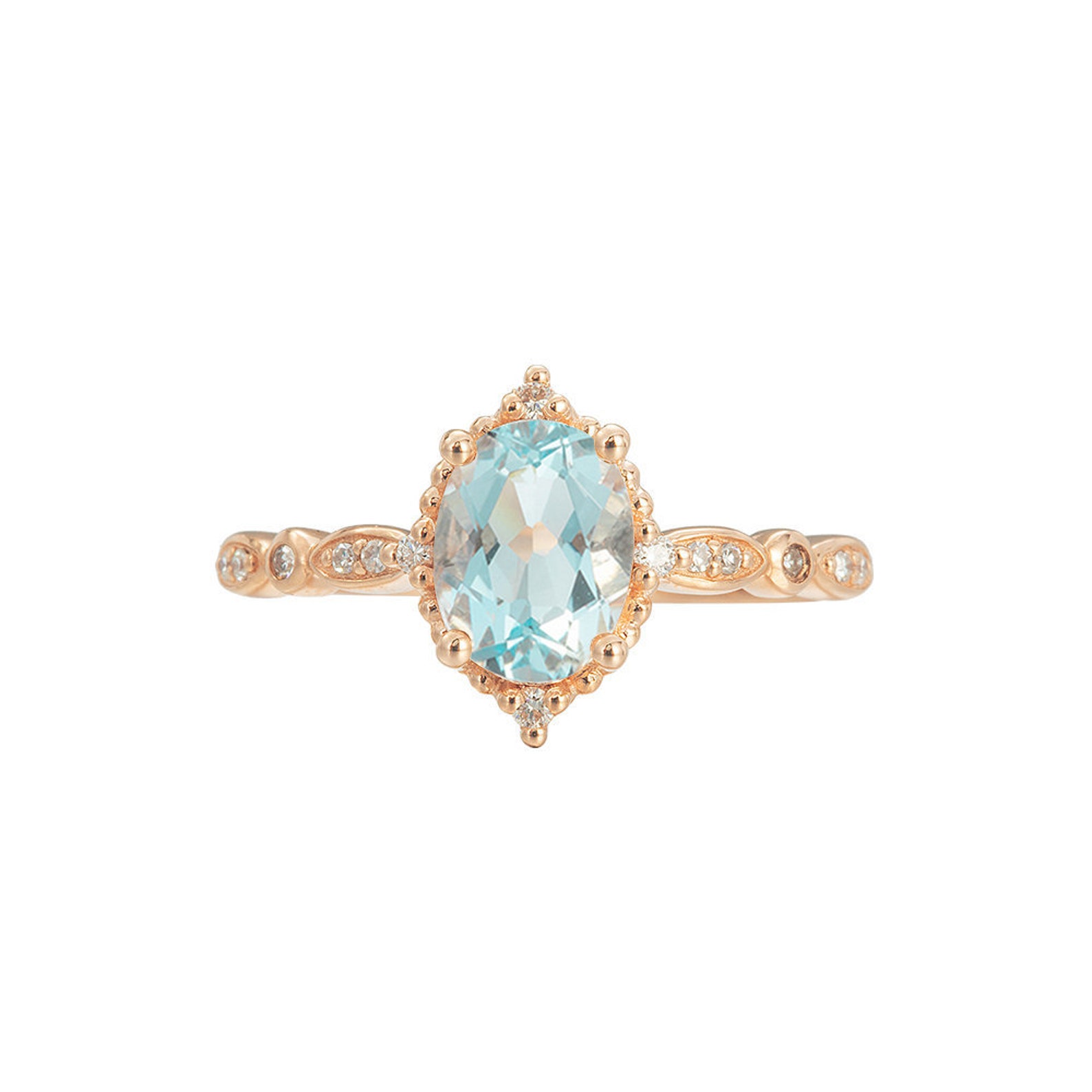 Vintage Aquamarine Engagement Ring White Gold Aquamarine - Etsy