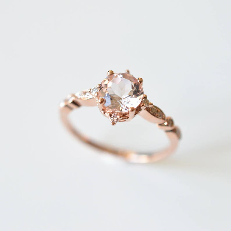 Morganite Engagement Ring Rose Gold Morganite Engagement Ring Vintage ...
