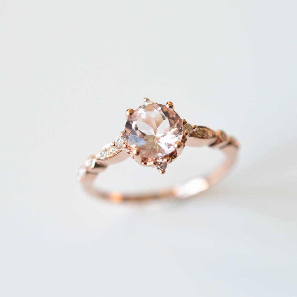 Morganite Engagement Ring Rose Gold Morganite Engagement Ring Vintage ...