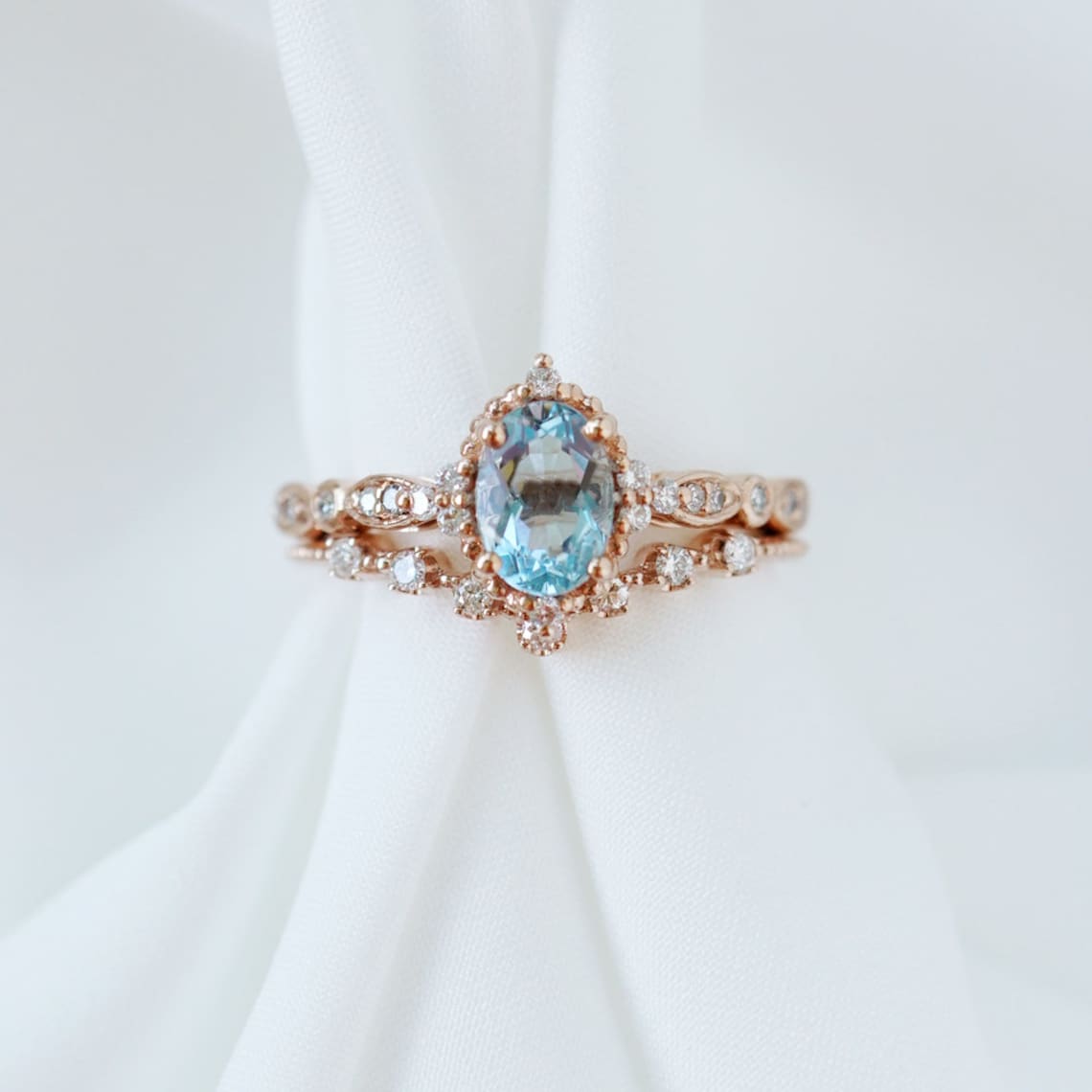 Aquamarine Engagement Ring Rose Gold Aquamarine Engagement - Etsy