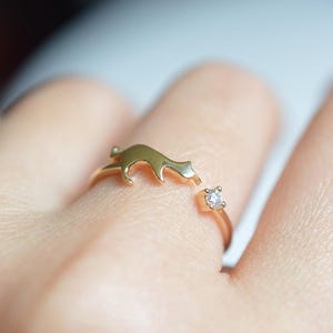 Cat Diamond Engagement Ring Cat Wedding Ring Cat Engagement Ring Rose ...