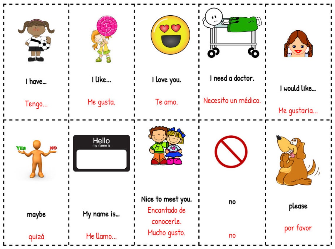English Flashcards With Spanish Translation - El/ells/eld/newcomers - Etsy