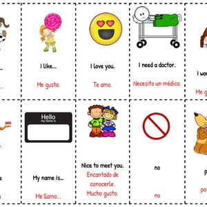 English Flashcards With Spanish Translation - El/ells/eld/newcomers - Etsy
