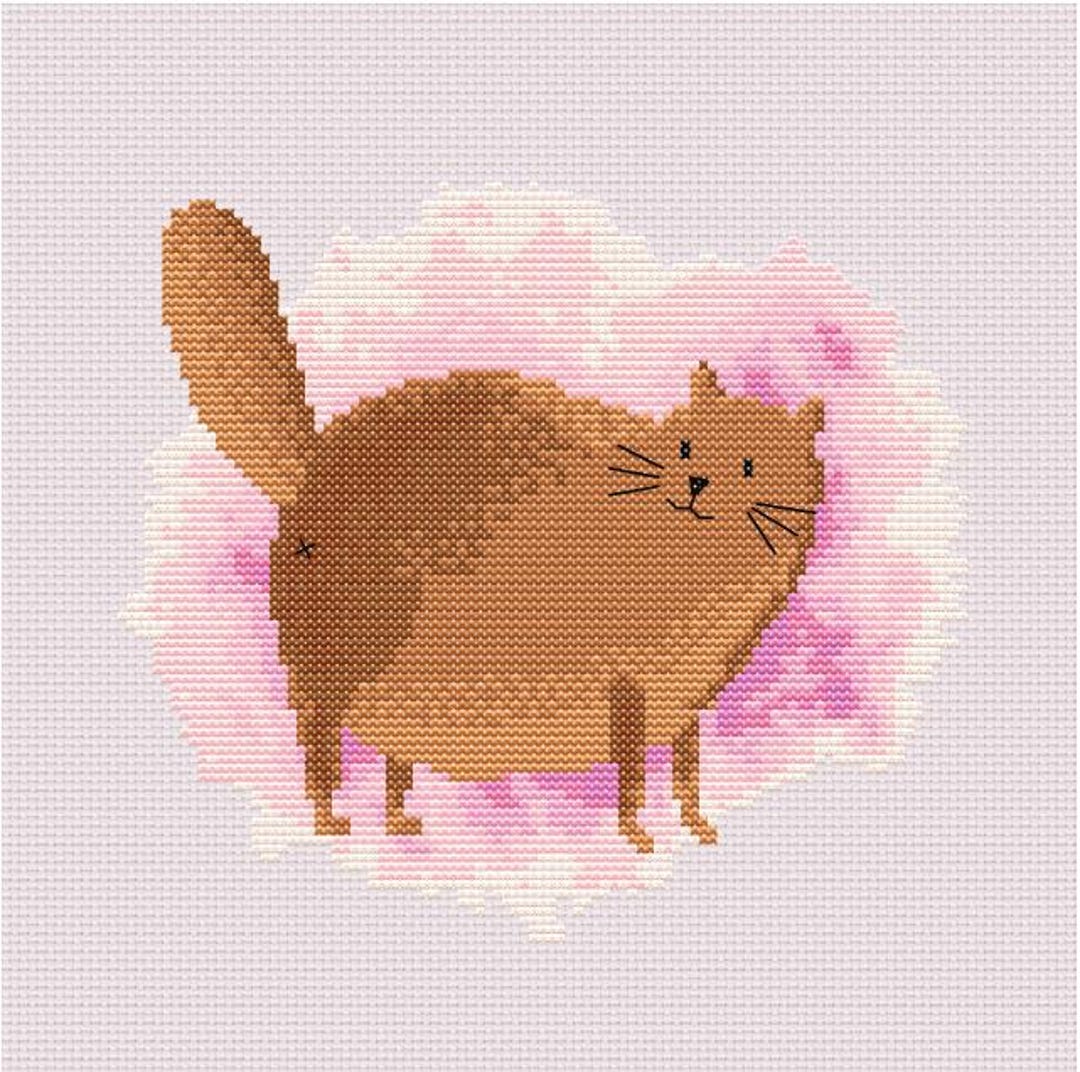 Chubby Brown Cat Cross Stitch Pattern, Cute Kitty (PDF Pattern) - Etsy