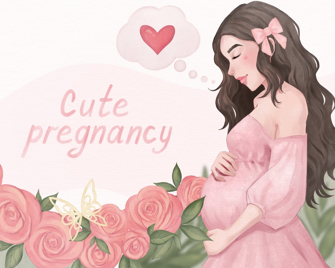 Cute Pregnancy Clipart Watercolor Digital Pregnancy Pregnant - Etsy