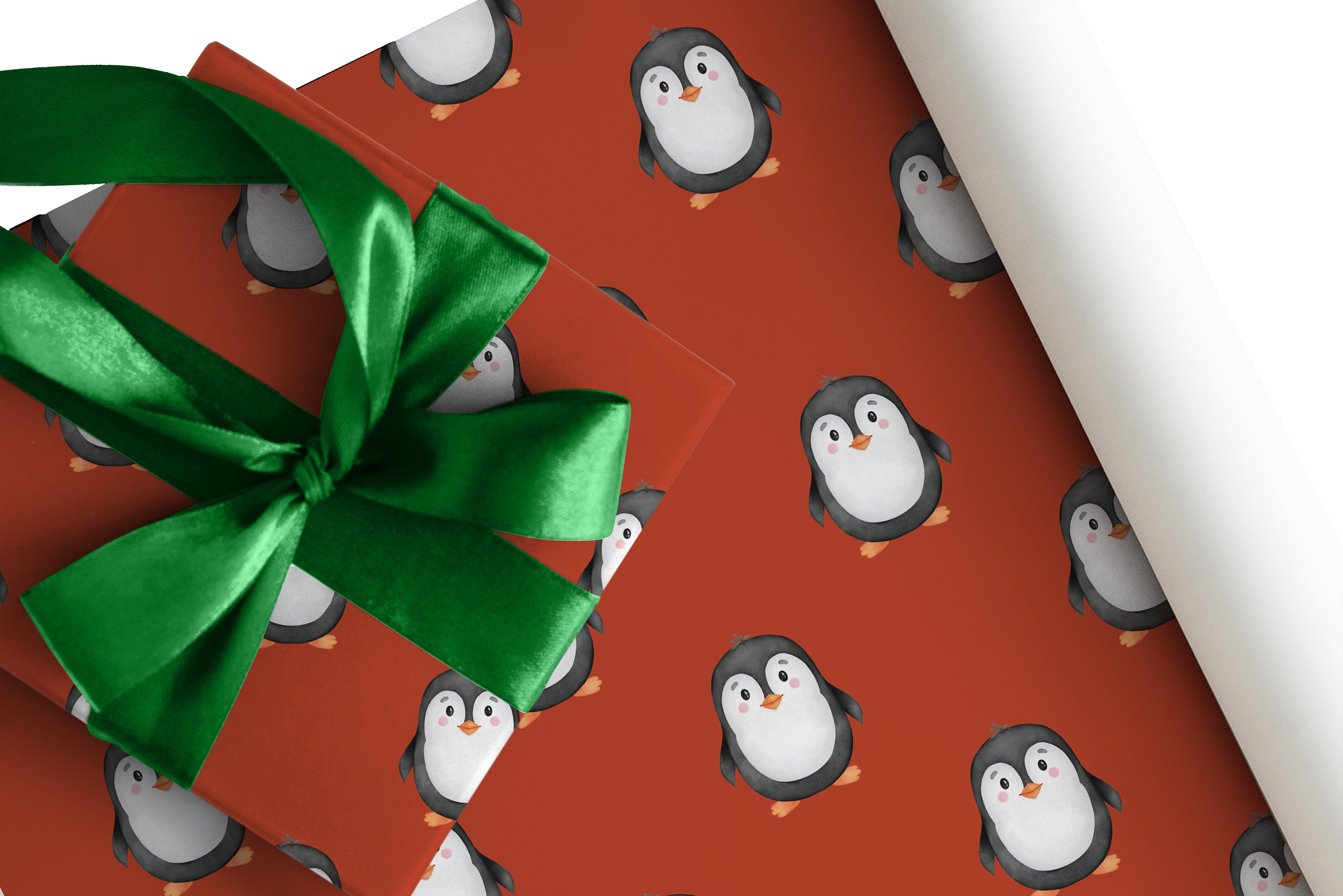 Christmas Penguin Pattern, Penguin Gift Paper, Penguin Digital Paper ...