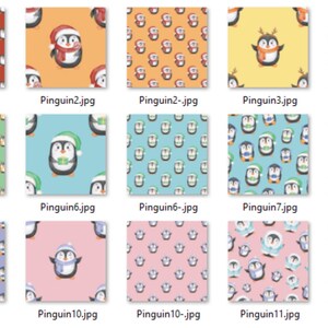 Christmas Penguin Pattern, Penguin Gift Paper, Penguin Digital Paper ...