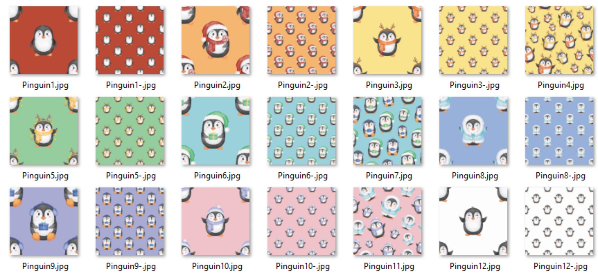Christmas Penguin Pattern, Penguin Gift Paper, Penguin Digital Paper ...