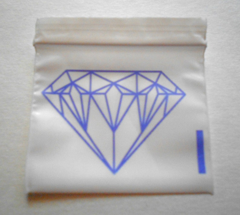 100 Pack Purple Diamond Bags, Resealable Frosted White Poly Zip & Seal ...