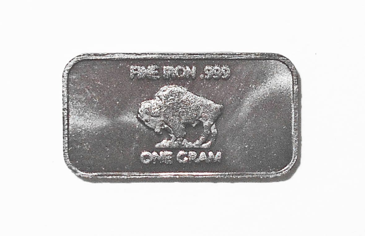 Fine Iron Ingot, One Gram Buffalo/bison Bar, Collectible Series (15mm X ...