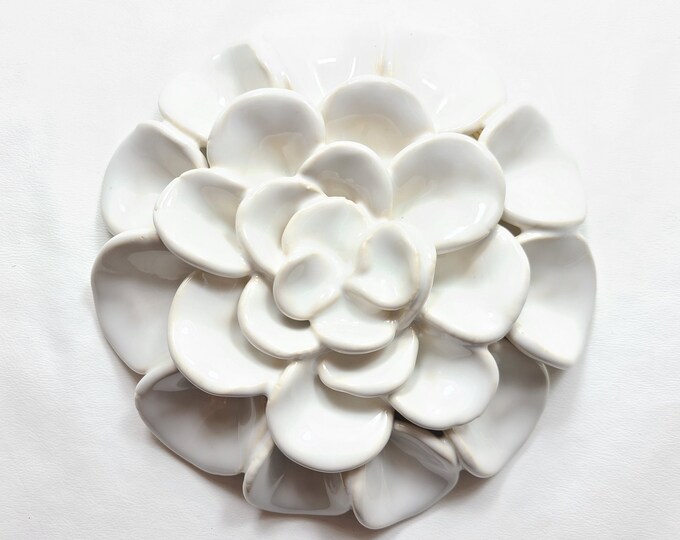 Pottery Flower Wall Hanging - Handmade Pottery White Flower, Flower ...