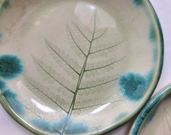 Pottery Dish Ferns, Small Pottery Plates With Fern Leaf Impressions ...
