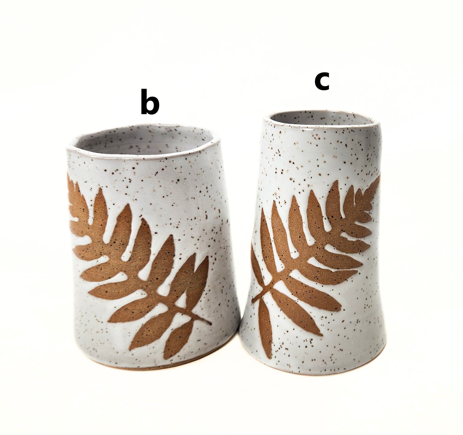 Pottery Vase, Speckled White With Ferns, Handmade Pottery Vase Rustic ...