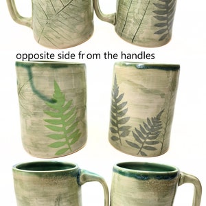 Pottery Mug With Fern Imprint, Coffee Mug, Ceramic Coffee Cup, Big ...