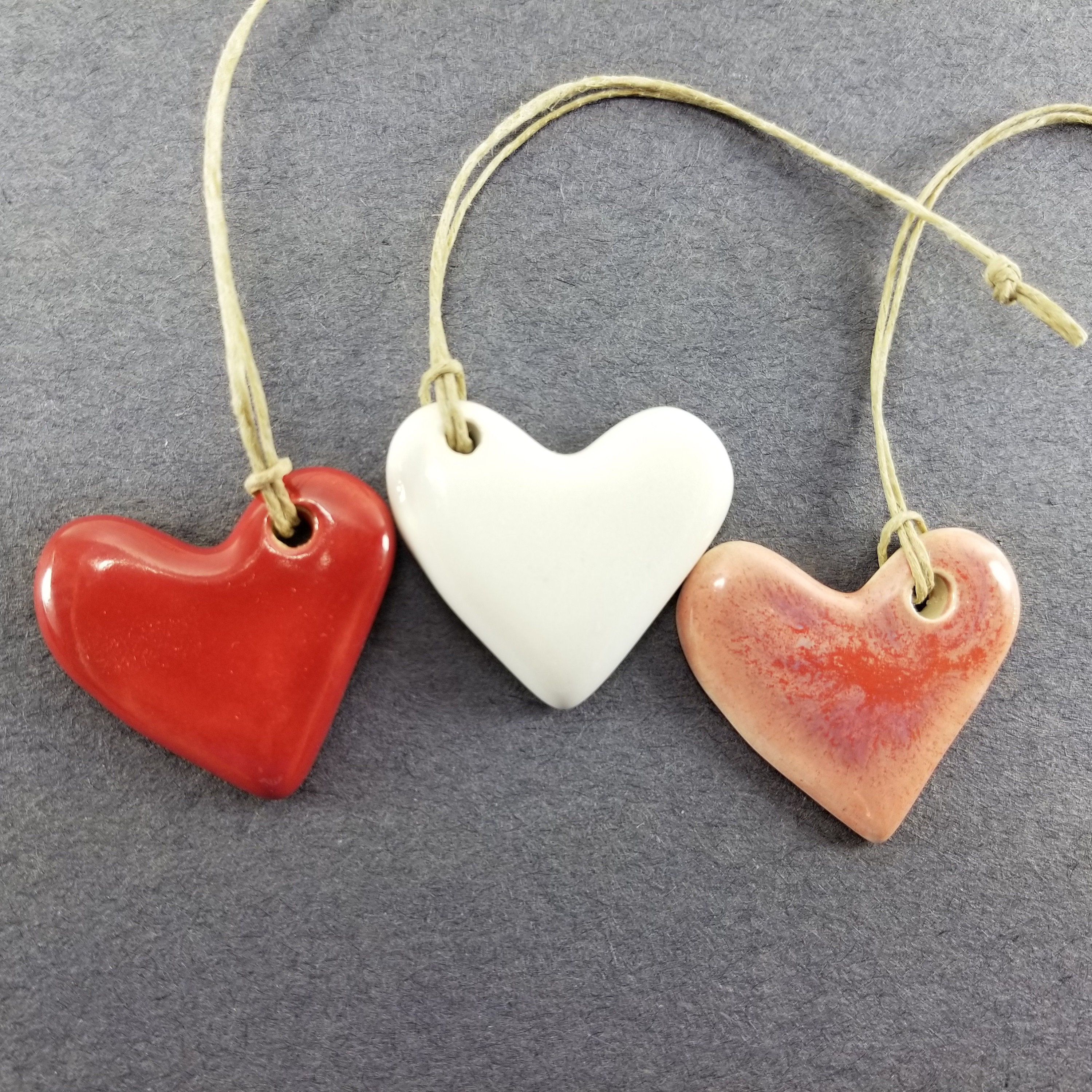 Tiny Heart Ornaments Pottery Heart Ceramic Heart Valentine - Etsy