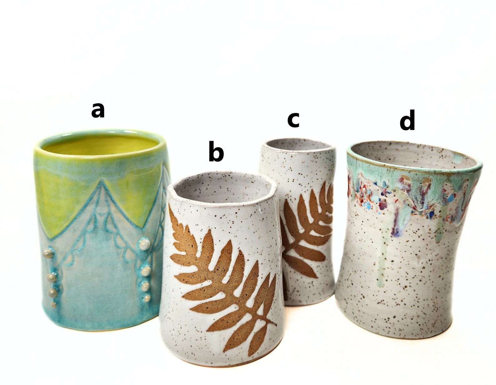 Pottery Vase, Speckled White With Ferns, Handmade Pottery Vase Rustic ...